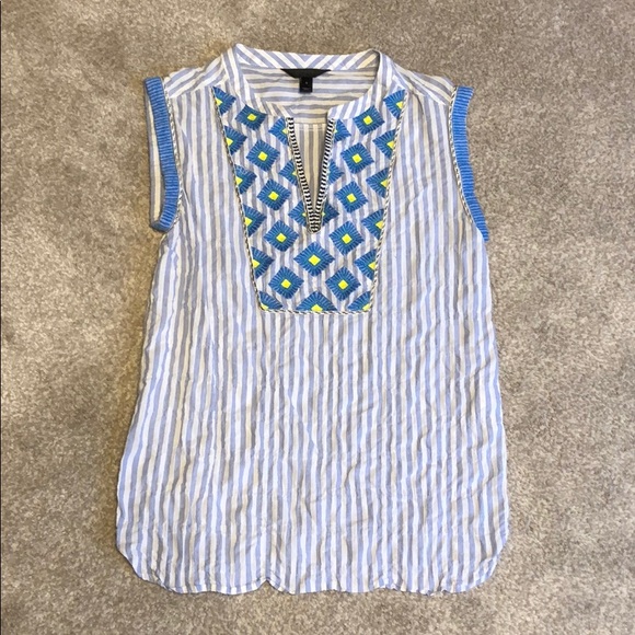 J. Crew | Tops | J Crew Linen Tank With Patterned Design | Poshmark